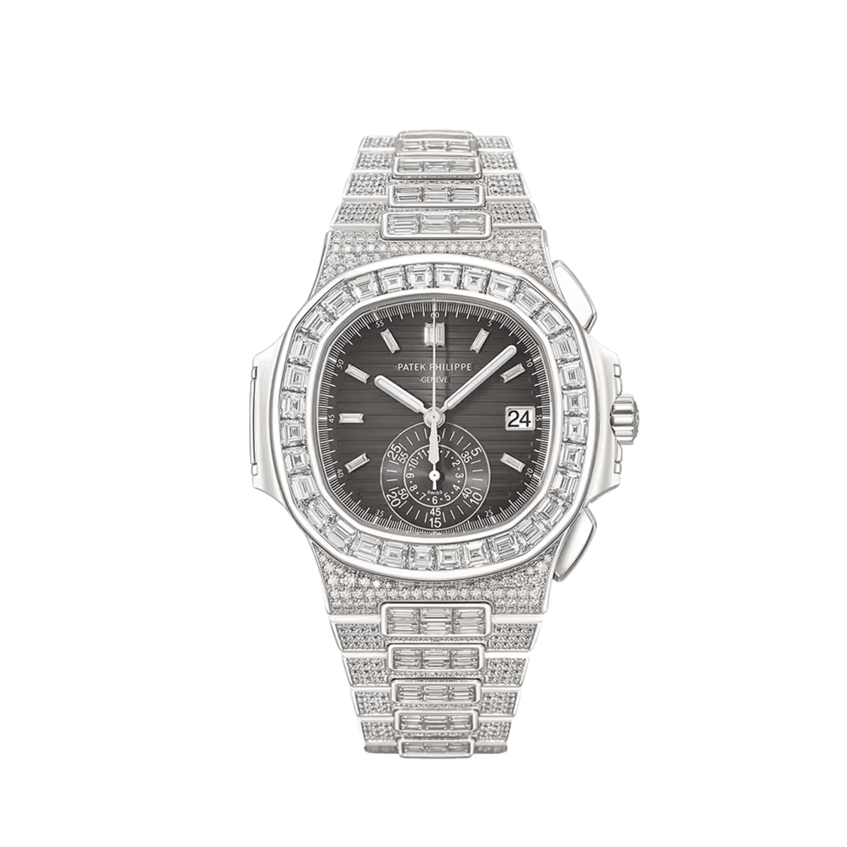 Patek Philippe Nautilus 5980/1400G-010 Chronograph White Gold Black Di ...