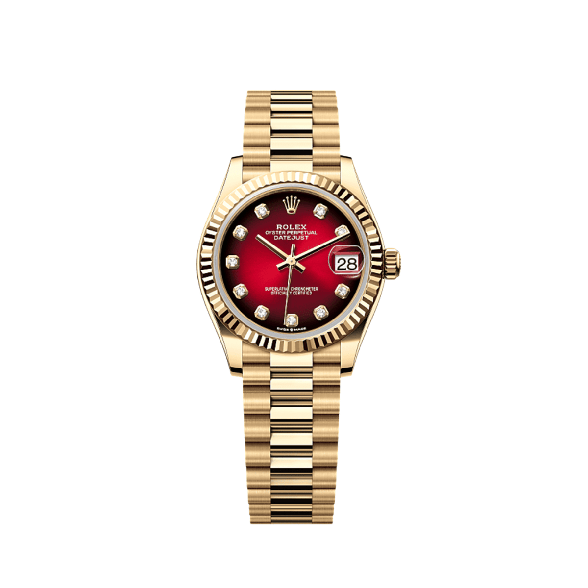 Rolex Datejust 31 278278 'Ladies' Yellow Gold Red Ombre Diamond Dial ...
