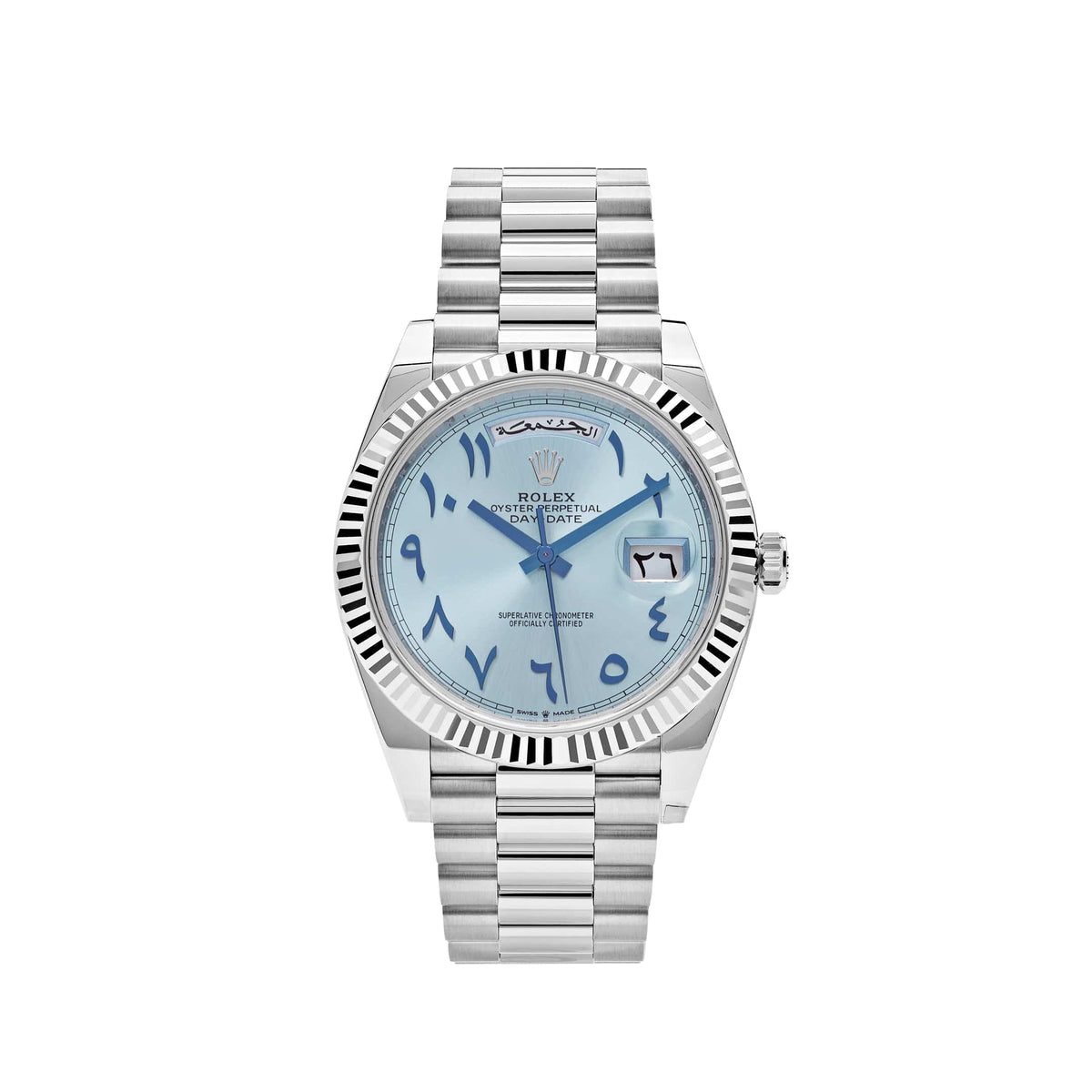 Rolex Day-Date 40 228236 Platinum Ice Blue Arabic Dial – Wrist Aficionado