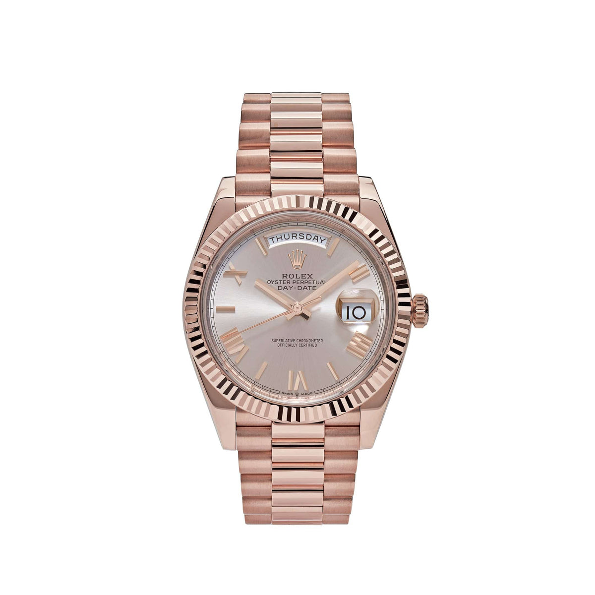 Rolex Day-Date 40 228235 Rose Gold Sundust Roman Dial – Wrist Aficionado